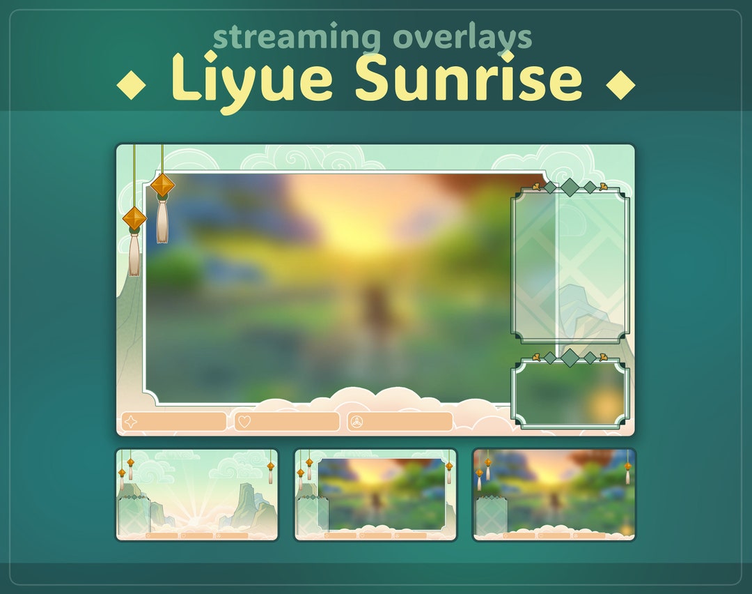 Stream Overlays Twitch, OBS, Streamlabs Liyue Sunrise, Genshin Impact, Zhongli Theme Vtuber ...
