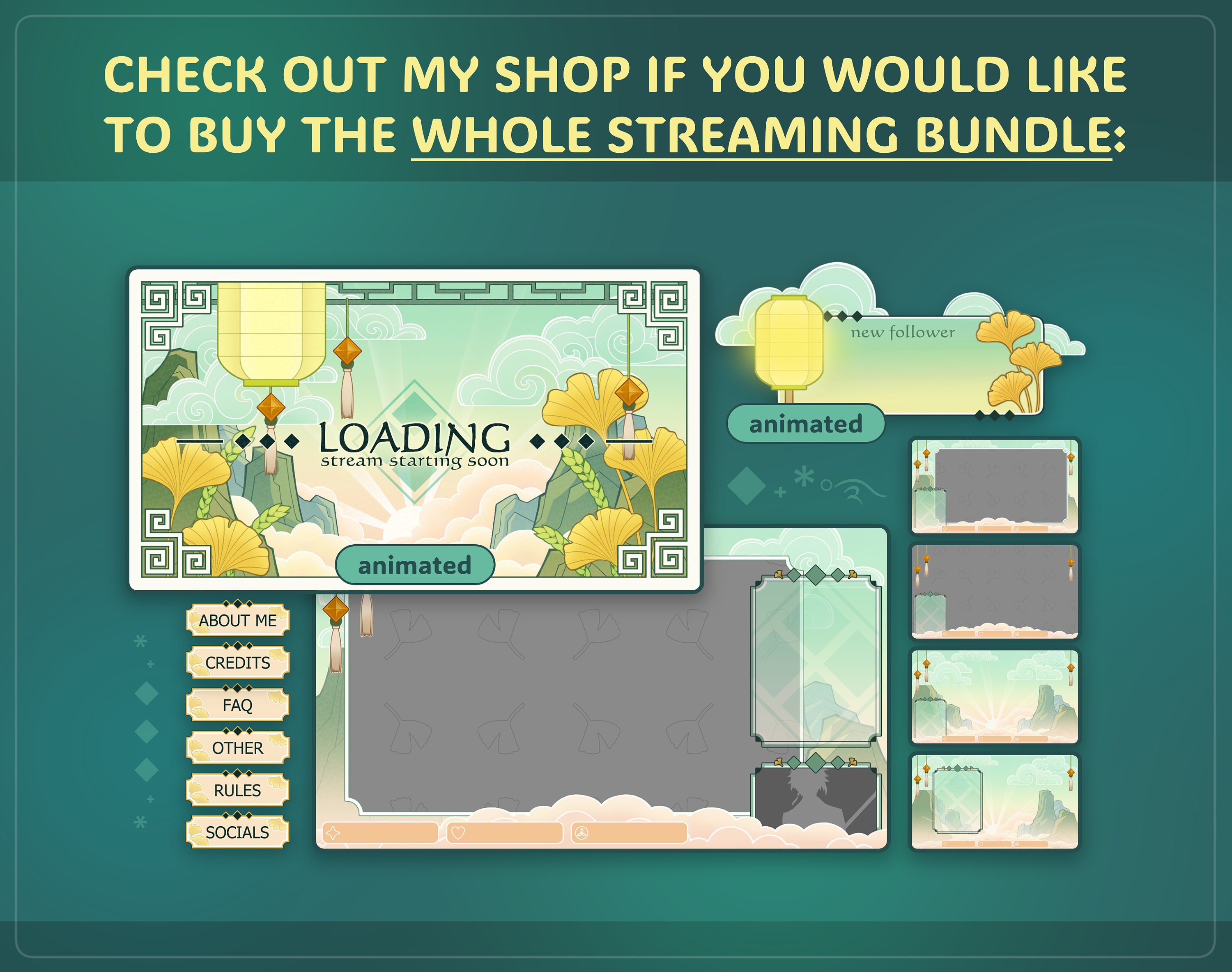 Stream Overlays Twitch, OBS, Streamlabs Liyue Sunrise, Genshin Impact, Zhongli Theme Vtuber ...