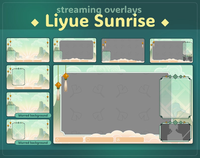 Stream Overlays Twitch, OBS, Streamlabs Liyue Sunrise, Genshin Impact ...