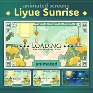 Pantallas de transmisión animadas Twitch, OBS, StreamLabs / Liyue Sunrise, Genshin Impact, tema ...