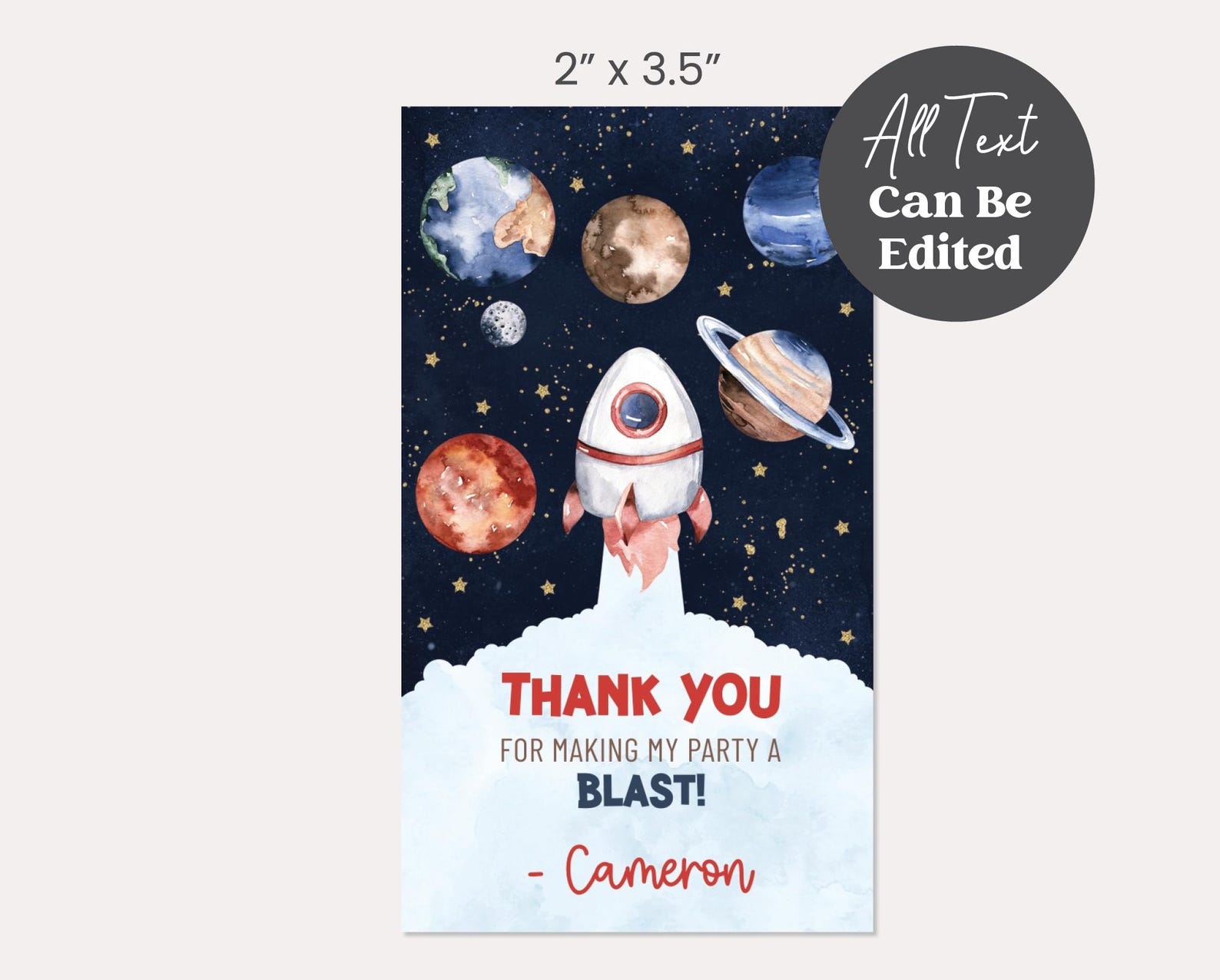 Space Thank You Tag | Birthday Thank You Tag | Astronaut Favor Tag ...