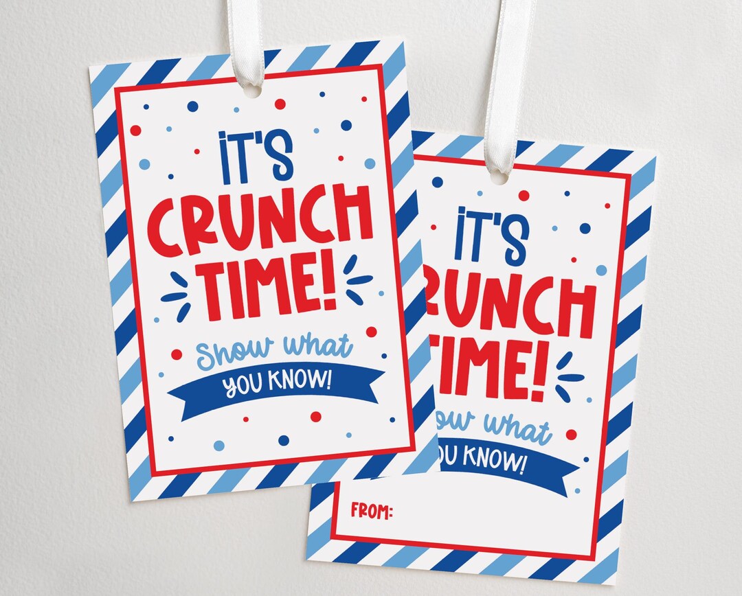 Crunch Time Printable Gift Tag Candy Bar Tag Good Luck Gift Tag ...