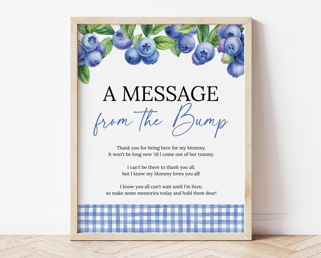 Message From the Bump Sign | Bump Sign | Blueberry Shower Sign ...