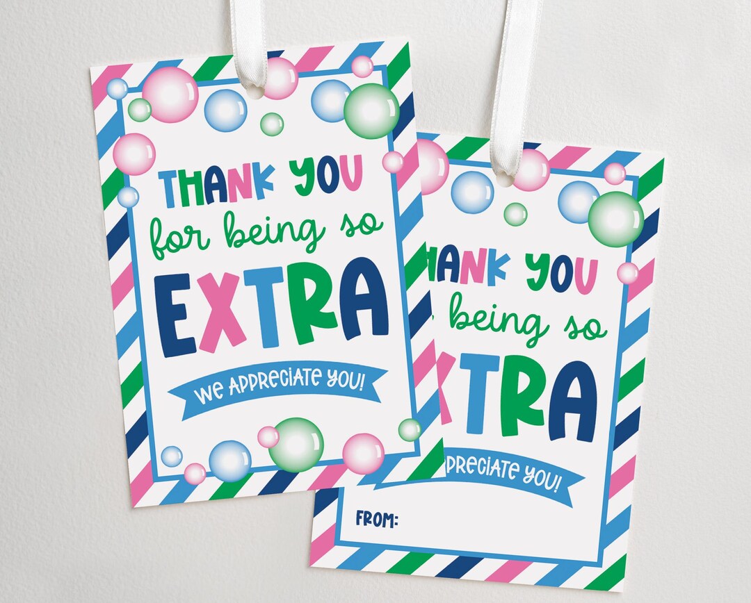 Thank You for Being so Extra Candy Printable Gift Tag | Appreciate ...