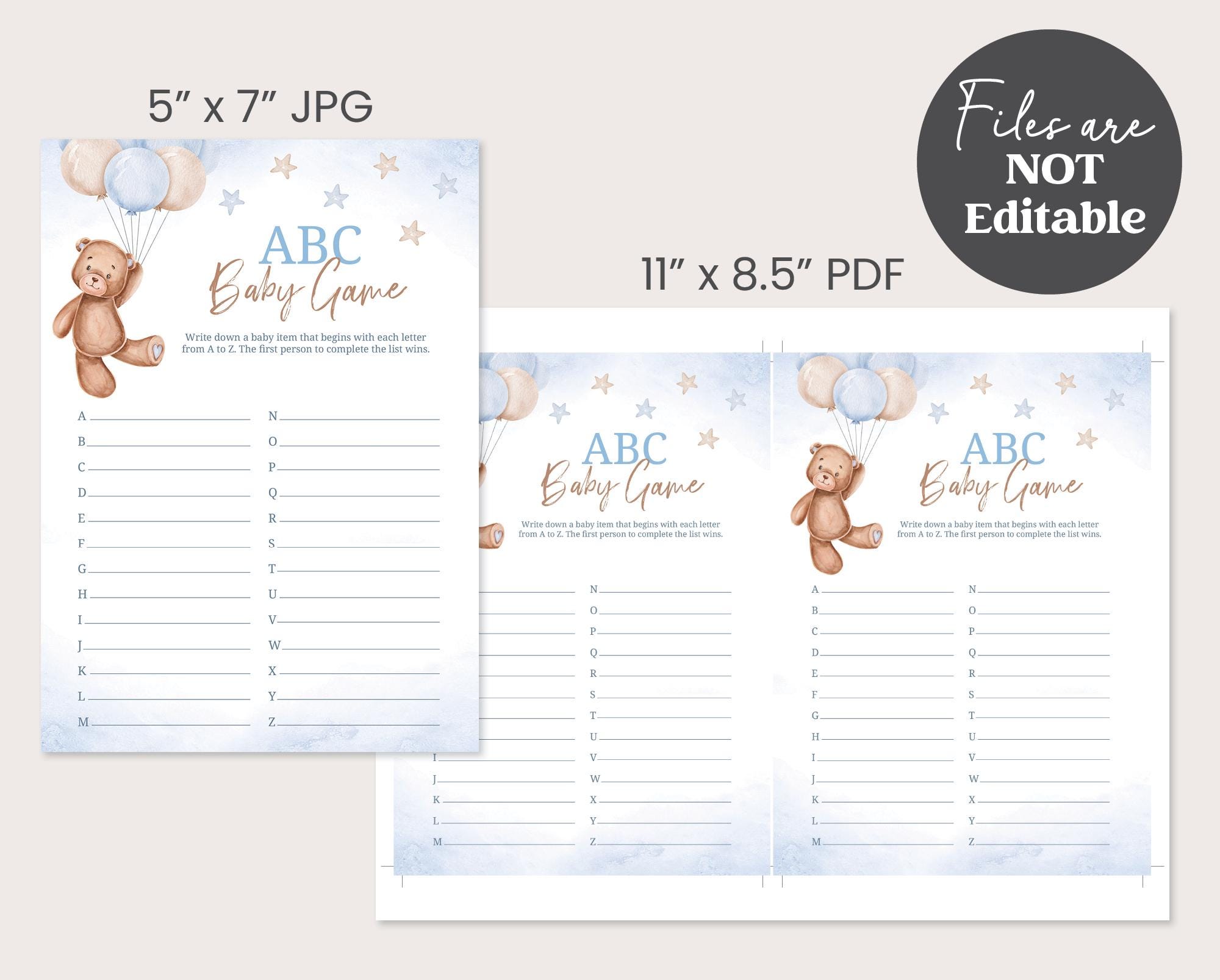 ABC Baby Game | Teddy Bear Balloons Baby Shower Game | ABC Word Game ...