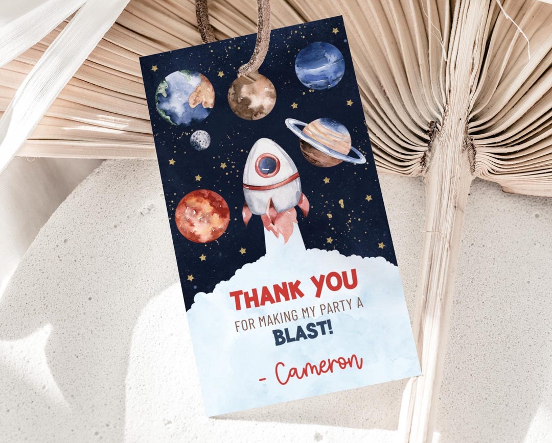 Space Thank You Tag | Birthday Thank You Tag | Astronaut Favor Tag ...