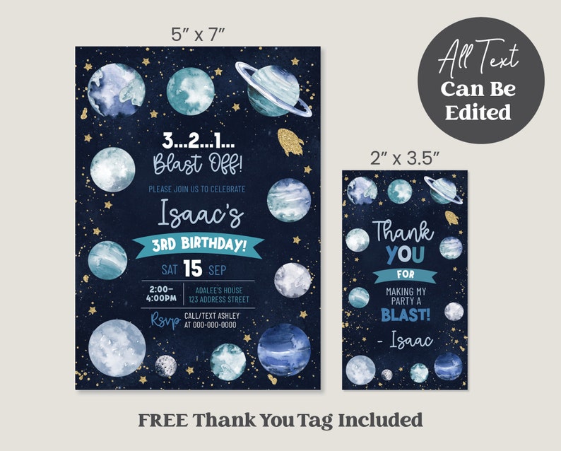 Space Birthday Invitation Printable Outer Space Astronaut - Etsy