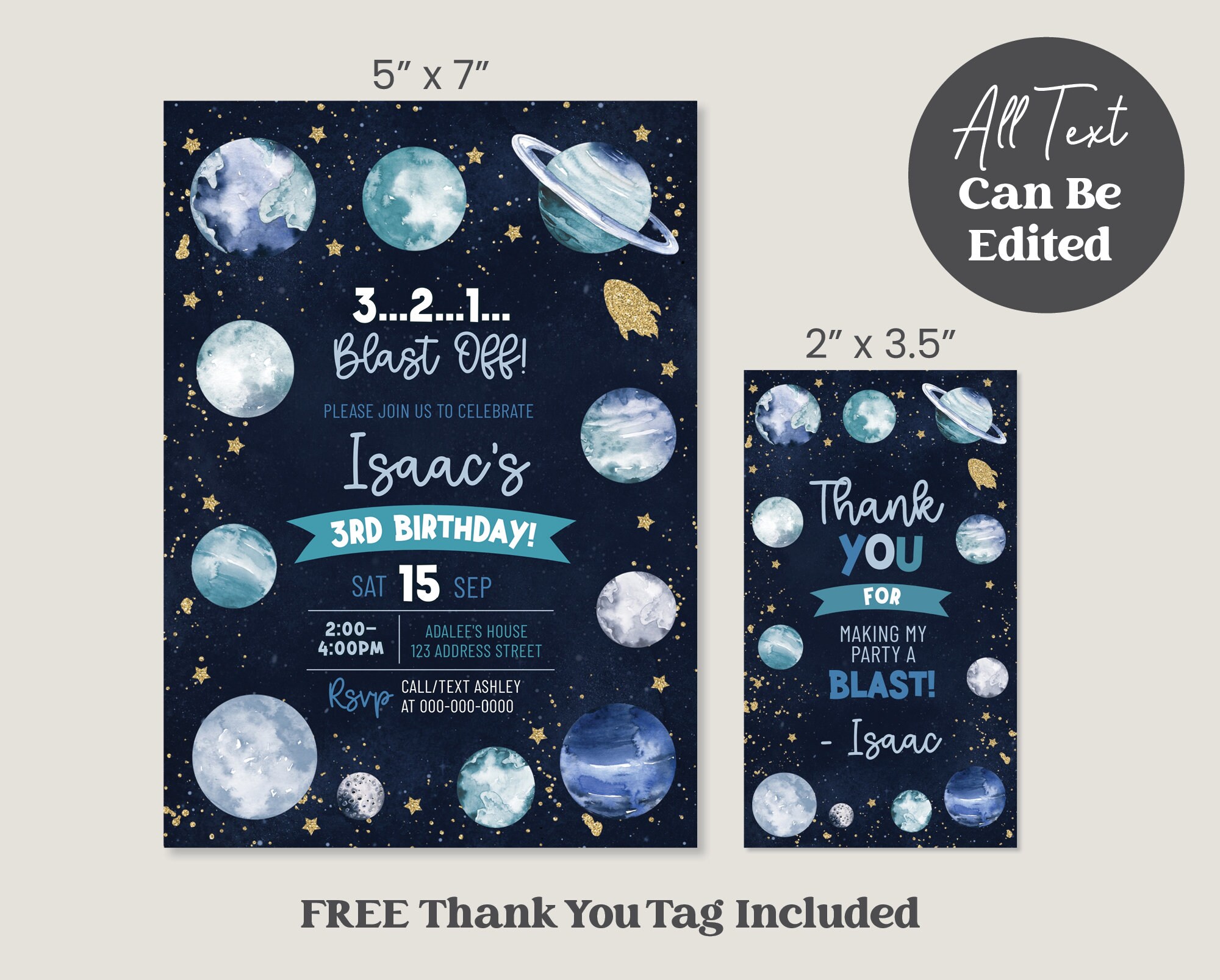 Space Birthday Invitation Printable Outer Space Astronaut - Etsy