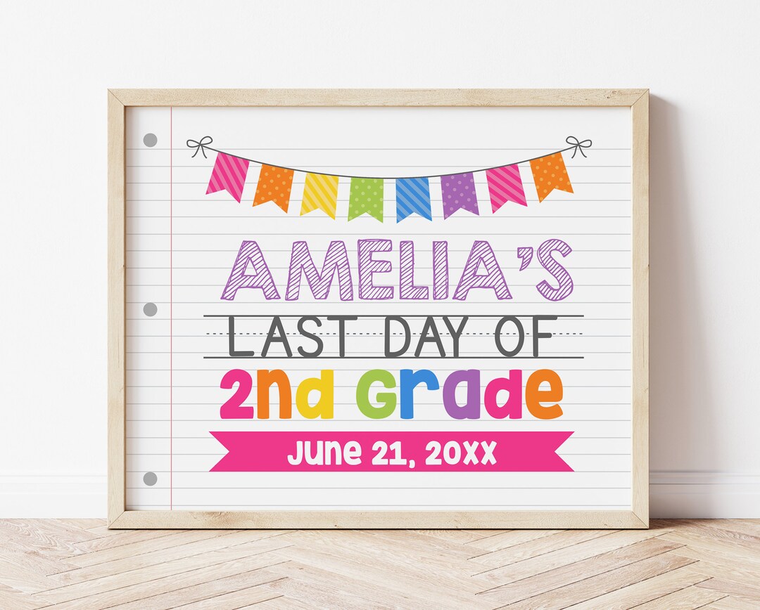 Last Day of School Sign | School Sign Template | Printable Girl School ...