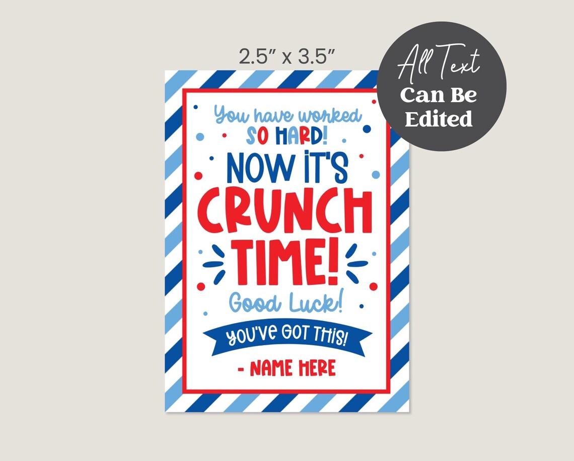 Crunch Time Tag | Good Luck Tag | Test Taking Tag | Encouragement ...