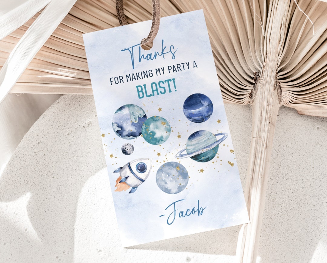 Space Thank You Tag | Birthday Thank You Tag | Astronaut Favor Tag ...