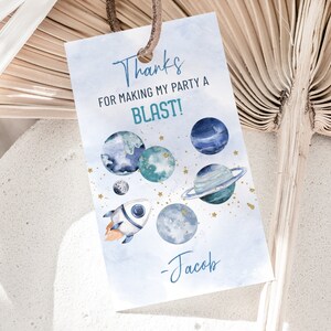 Space Thank You Tag | Birthday Thank You Tag | Astronaut Favor Tag ...