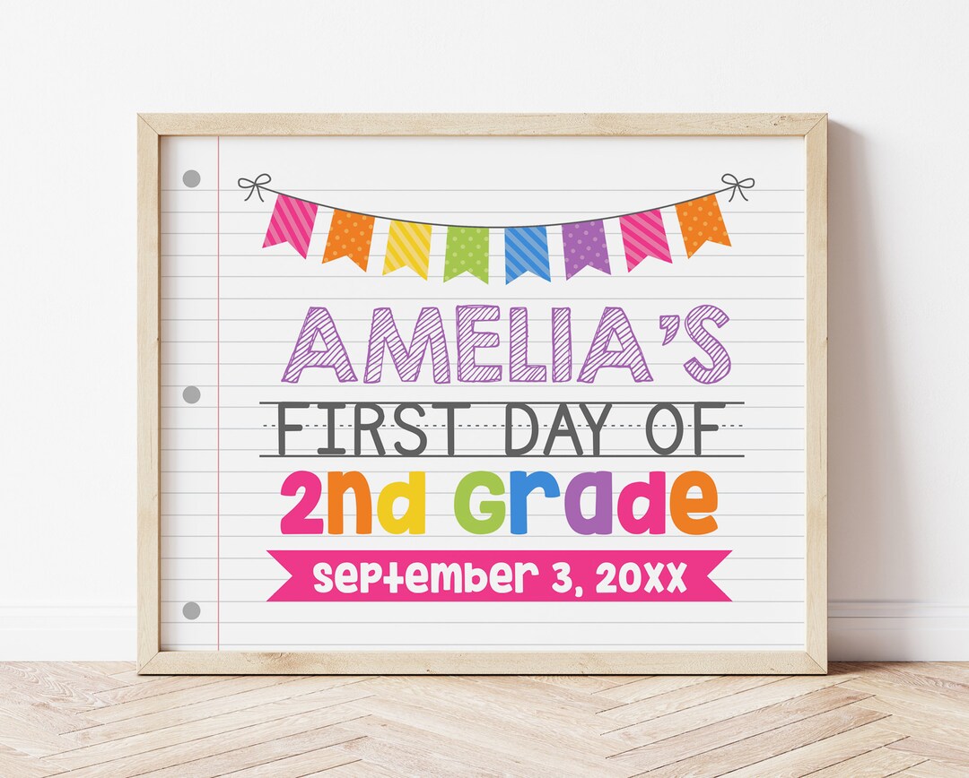 First Day of School Sign | School Sign Template | Printable Girl School ...
