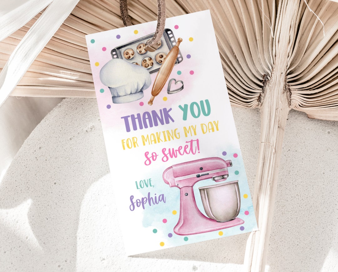 Baking Thank You Tag | Birthday Thank You Tag | Cooking Favor Tag ...