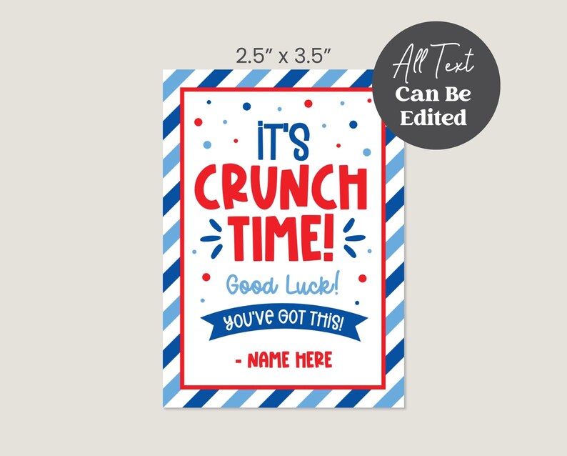 Crunch Time Tag | Good Luck Tag | Test Taking Tag | Encouragement ...