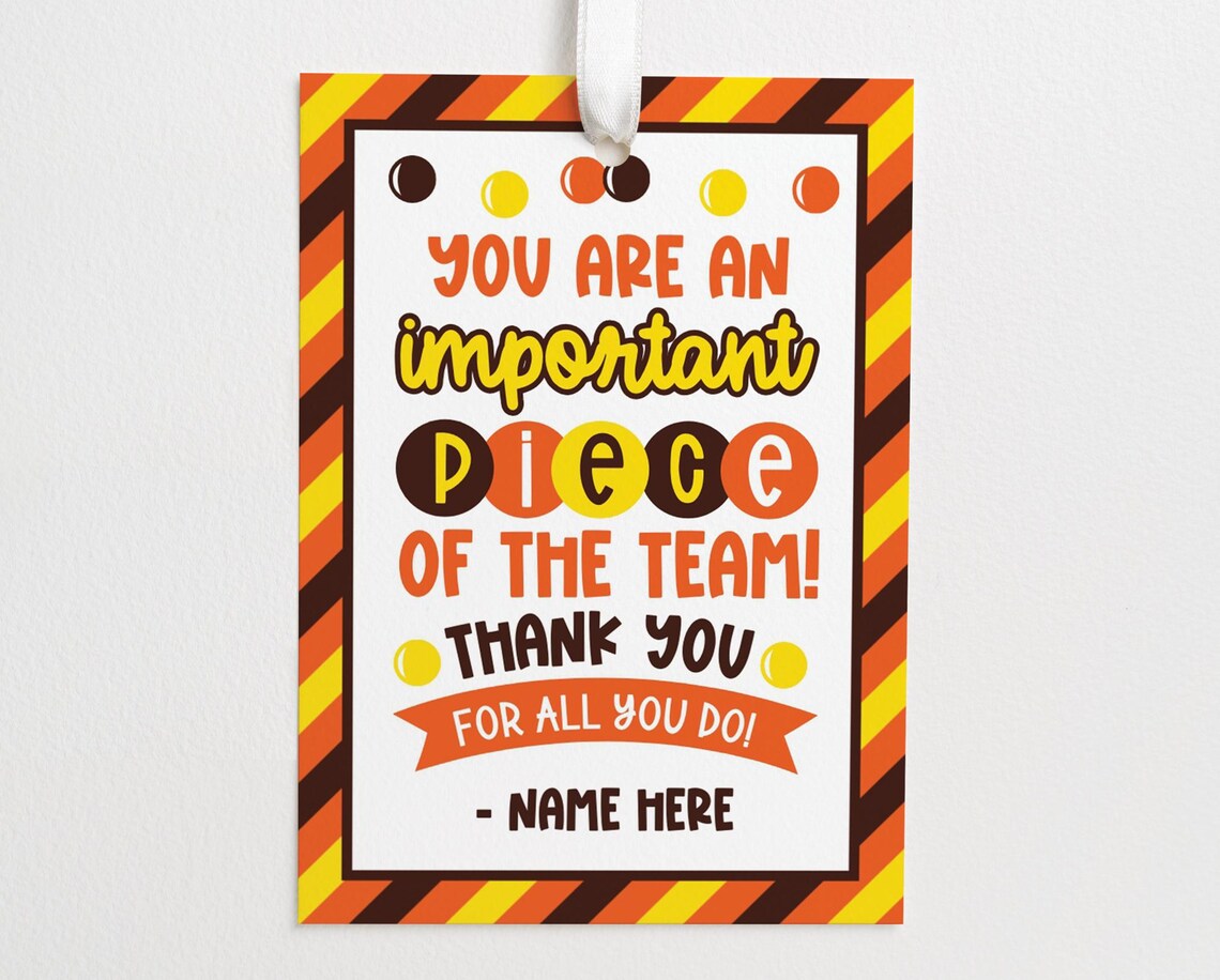 Team Pieces Candy Tag | Team Appreciation Gift | Pieces Gift Tag ...