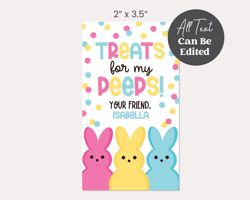 Easter Treats for My Favorite Peeps Tag | Peeps Gift Tag | Easter Gift ...