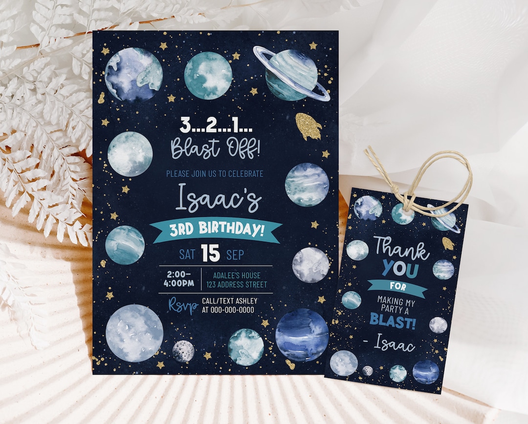 Space Birthday Invitation Printable Outer Space Astronaut - Etsy