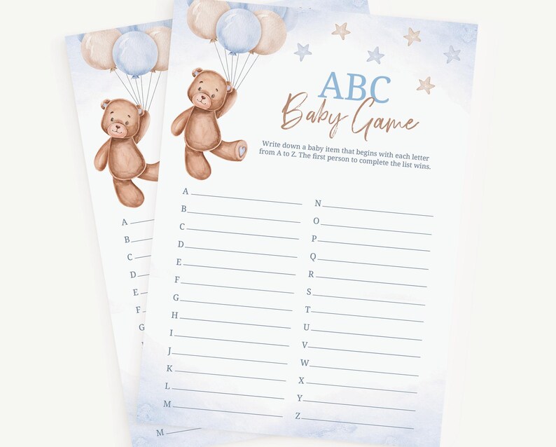 ABC Baby Game | Teddy Bear Balloons Baby Shower Game | ABC Word Game ...