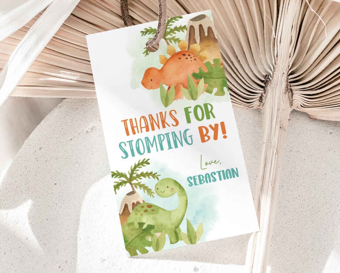 Dinosaur Thank You Tag | Birthday Thank You Tag | Dinosaur Favor Tag ...