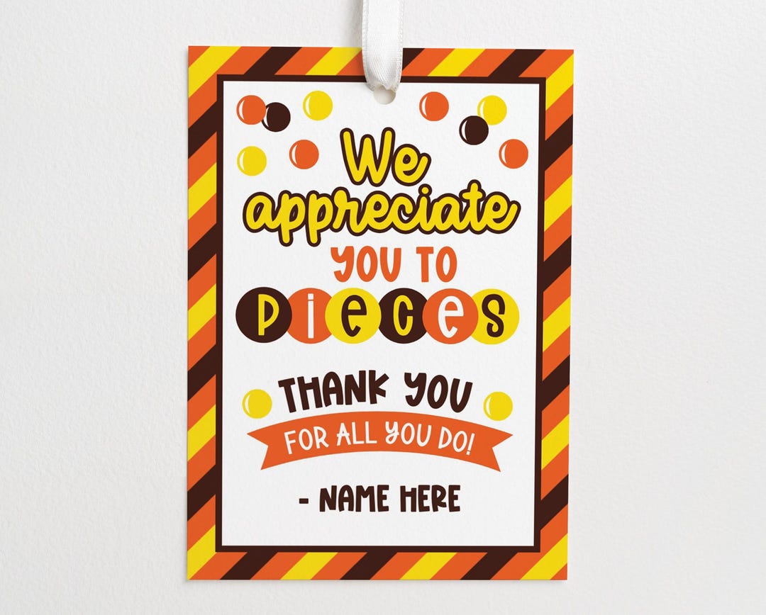Pieces Candy Tag | Pieces Appreciation Tag | Pieces Gift Tag ...