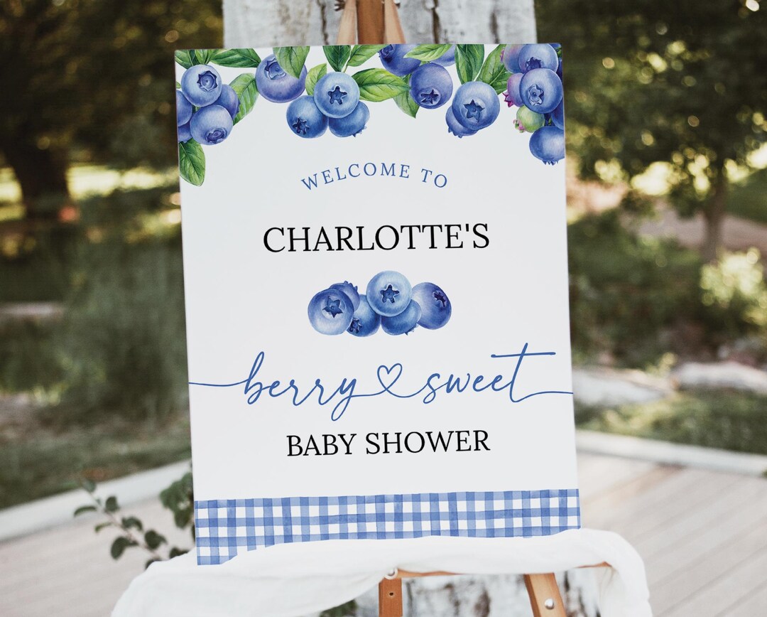 Blueberry Welcome Sign | Blueberries Shower Sign | Berry Game Template ...