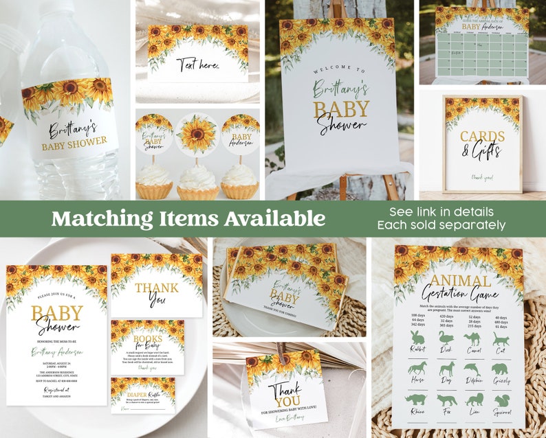 Sunflower Baby Trivia Game Baby Shower Game Minimalist Game Template ...