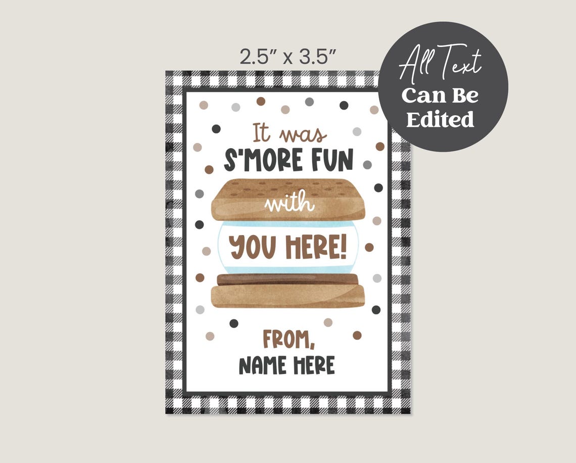 Smores Tag | Thank You Tag | Smore Birthday Favor | S'mores Party Favor ...