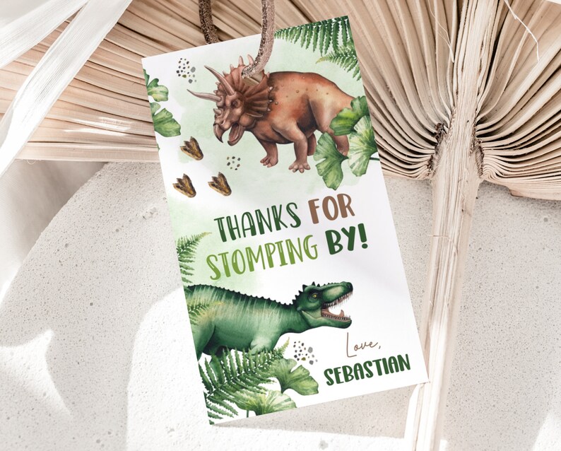 Dinosaur Thank You Tag | Birthday Thank You Tag | Dinosaur Favor Tag ...