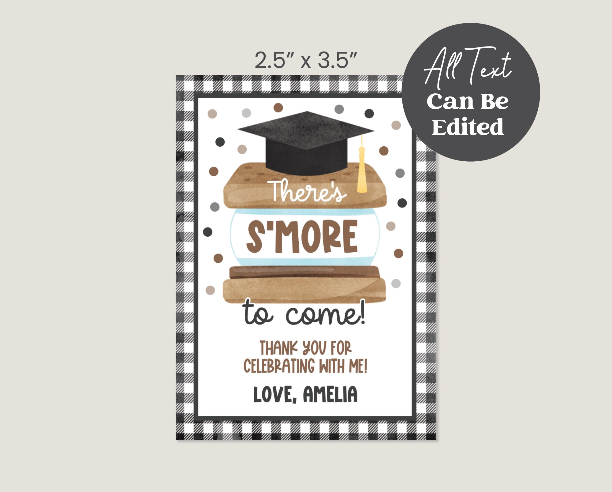 Graduation S'mores Thank You Tag Graduation Thank You Tag Smores Favor ...