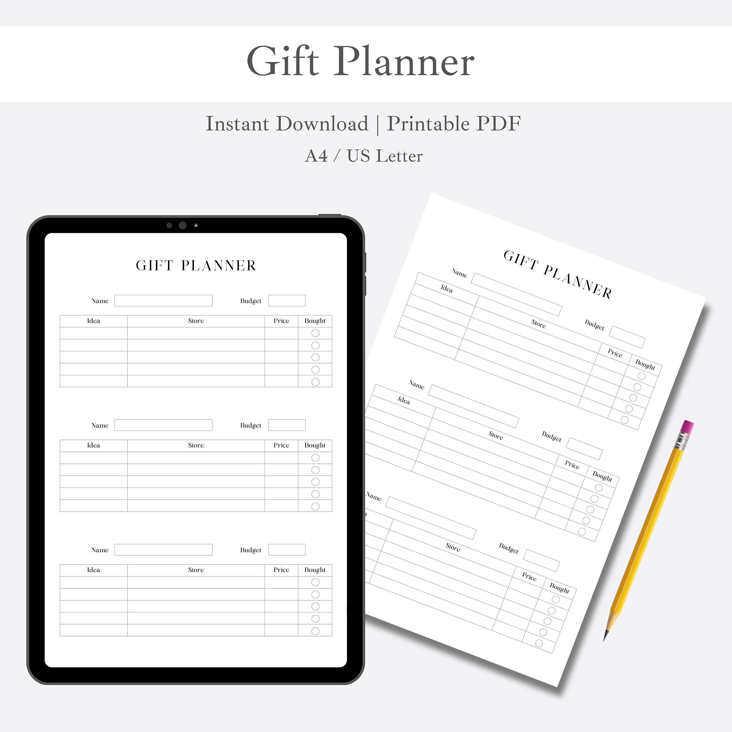 Gift Planner Printable | Instant Download | Simple Gift Lift | Gift ...