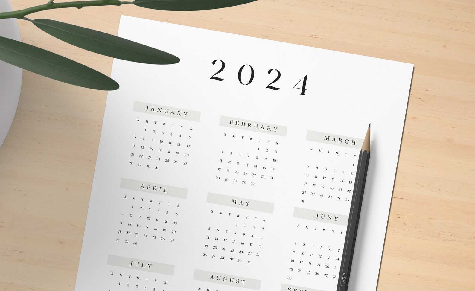 2024 Minimalist Calendar | Printable 2024 Calendar | Simple Aesthetic ...