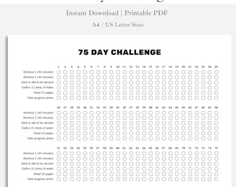 75 Soft Challenge Tracker Printable | Landscape A4 & US Letter Sizes ...