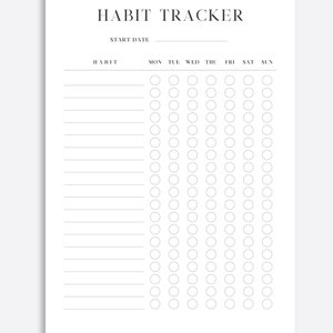 Weekly Habit Tracker | Portrait Printable | Habit Tracker Template | 7 ...