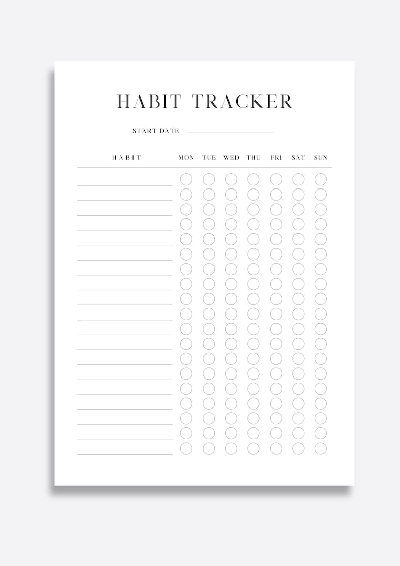 Weekly Habit Tracker | Portrait Printable | Habit Tracker Template | 7 ...