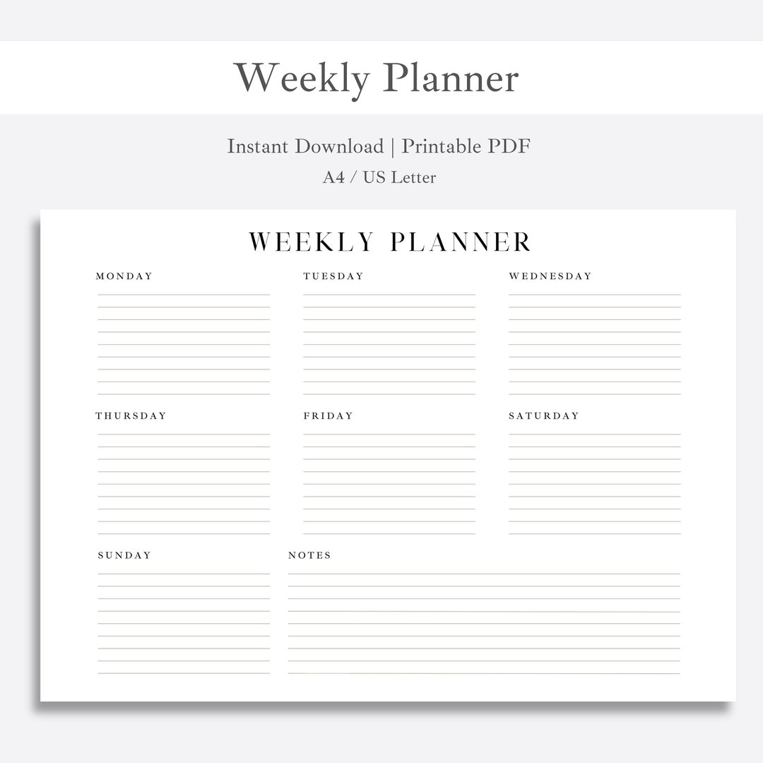 Weekly Planner Printable to Do List | Minimal Weekly Schedule | Weekly ...