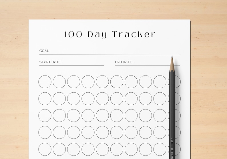 Blank 100 Day Challenge Printable 100 Day Unnumbered Habit Tracker Goal ...