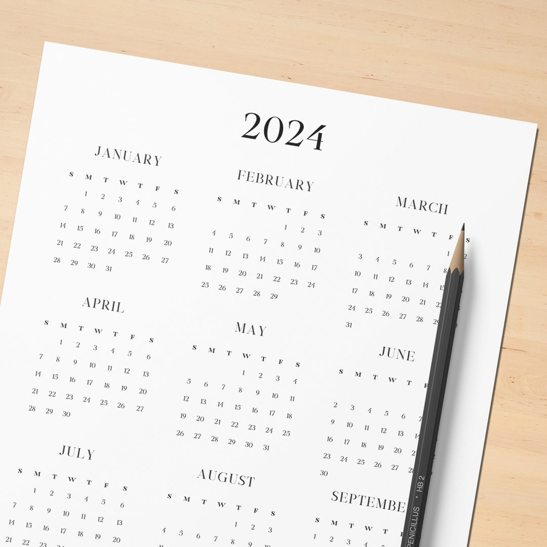Simple 2024 Calendar | Printable 2024 Calendar | Yearly Overview ...