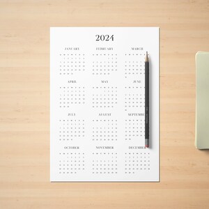 Simple 2024 Calendar | Printable 2024 Calendar | Yearly Overview ...