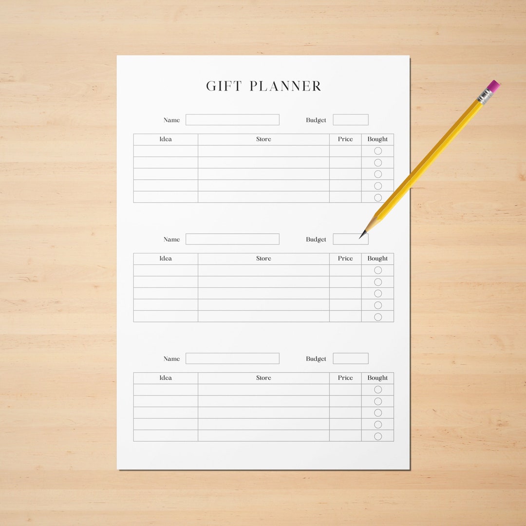 Gift Planner Printable | Instant Download | Simple Gift Lift | Gift ...