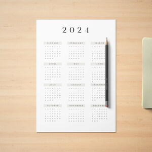2024 Minimalist Calendar | Printable 2024 Calendar | Simple Aesthetic ...