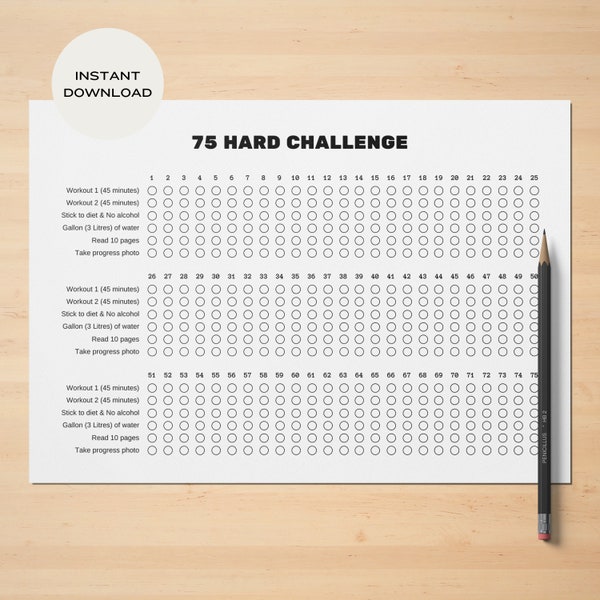 75 Hard Printable - Etsy