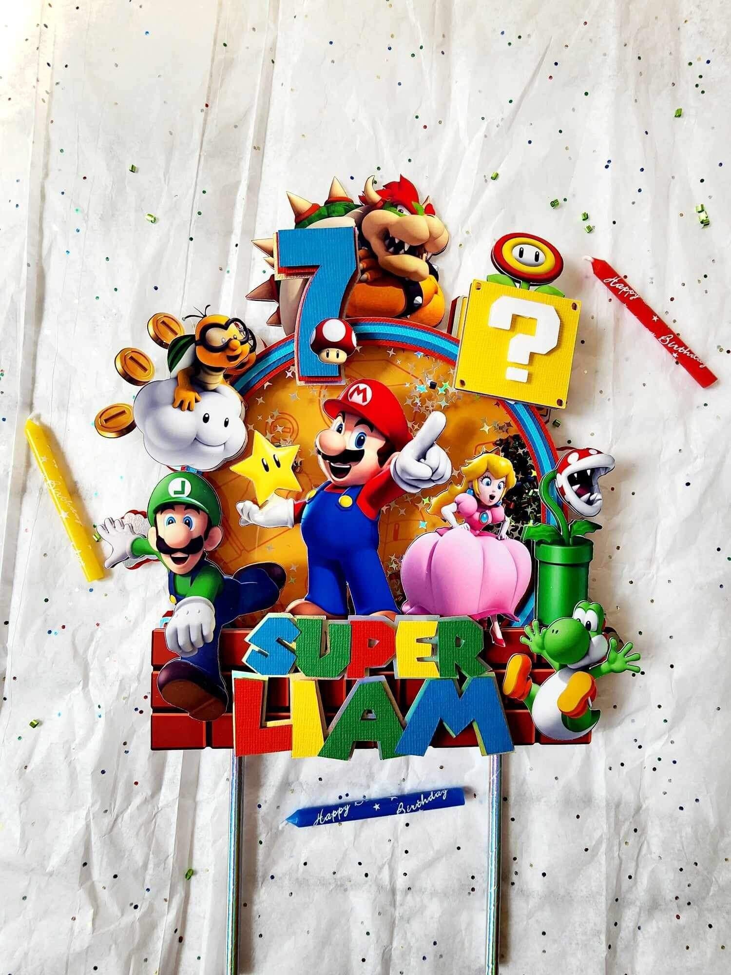 Super Mario Cake Topper, Super Mario Birthday Cake Topper, Super Mario ...