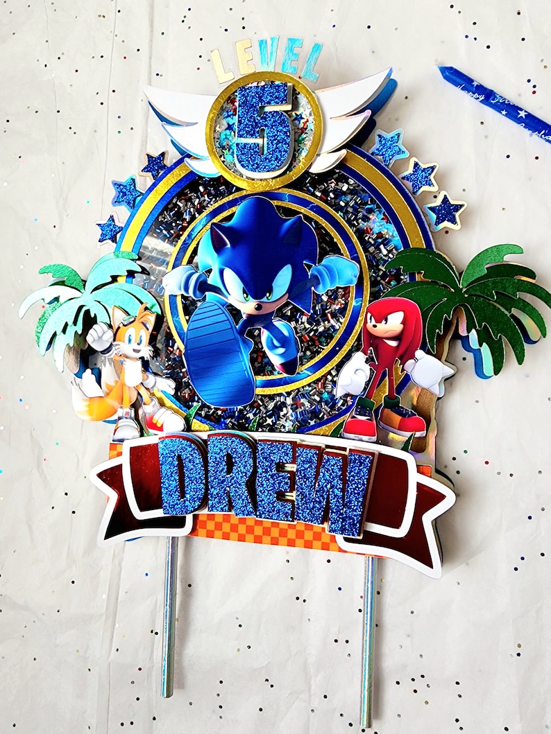 Sonic Cake Topper, Sonic the Hedgehog Cake Topper, Sonic 3D Cake Topper ...