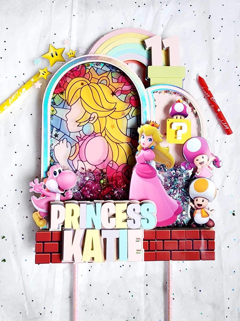 Princess Peach Cake Topper, Princess Peach Topper W/lights, Super Mario ...