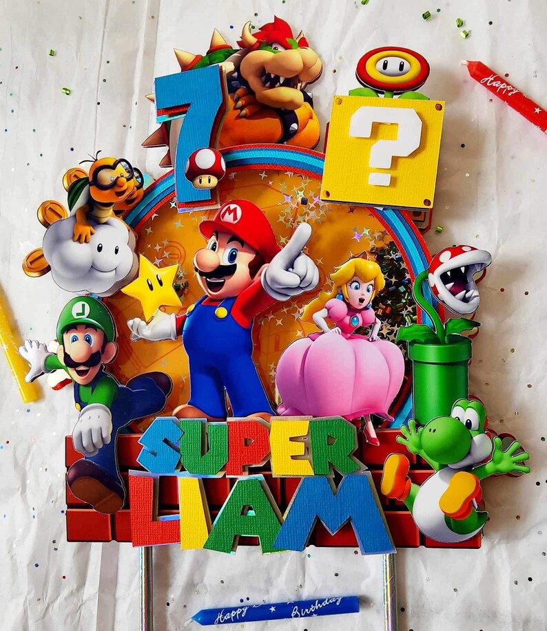 Super Mario Cake Topper, Super Mario Birthday Cake Topper, Super Mario ...