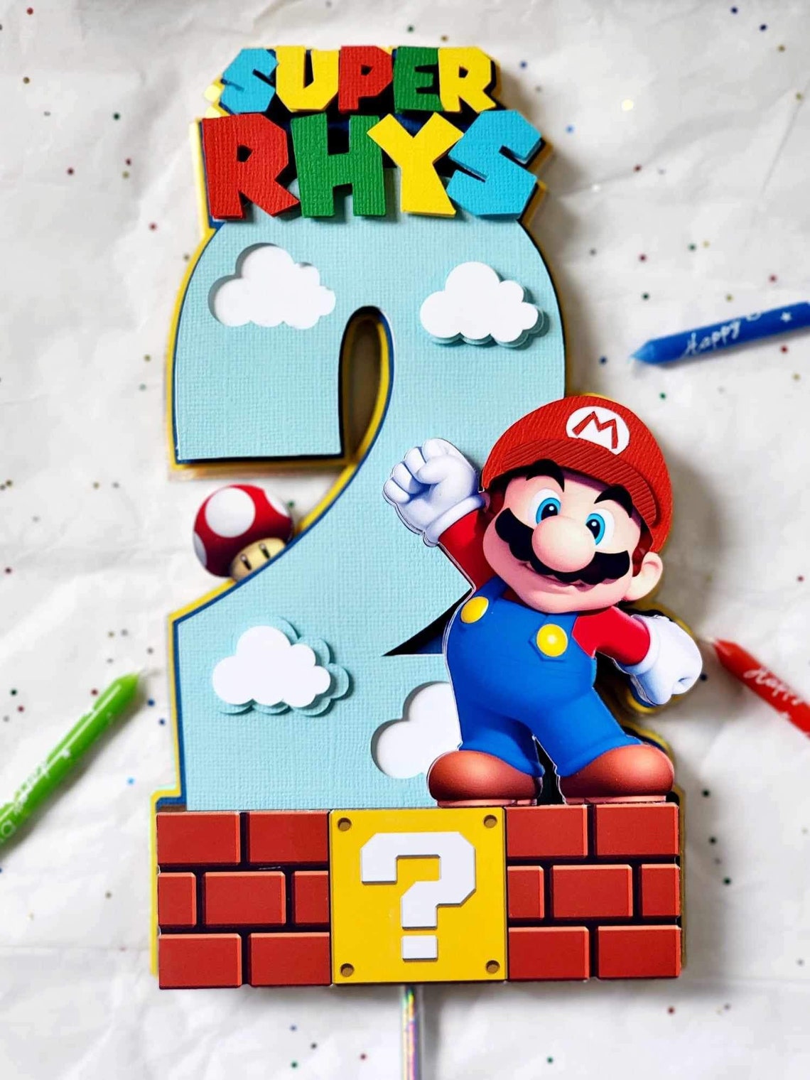 Super Mario Bros Birthday Cake Topper Mario Light up Cake - Etsy