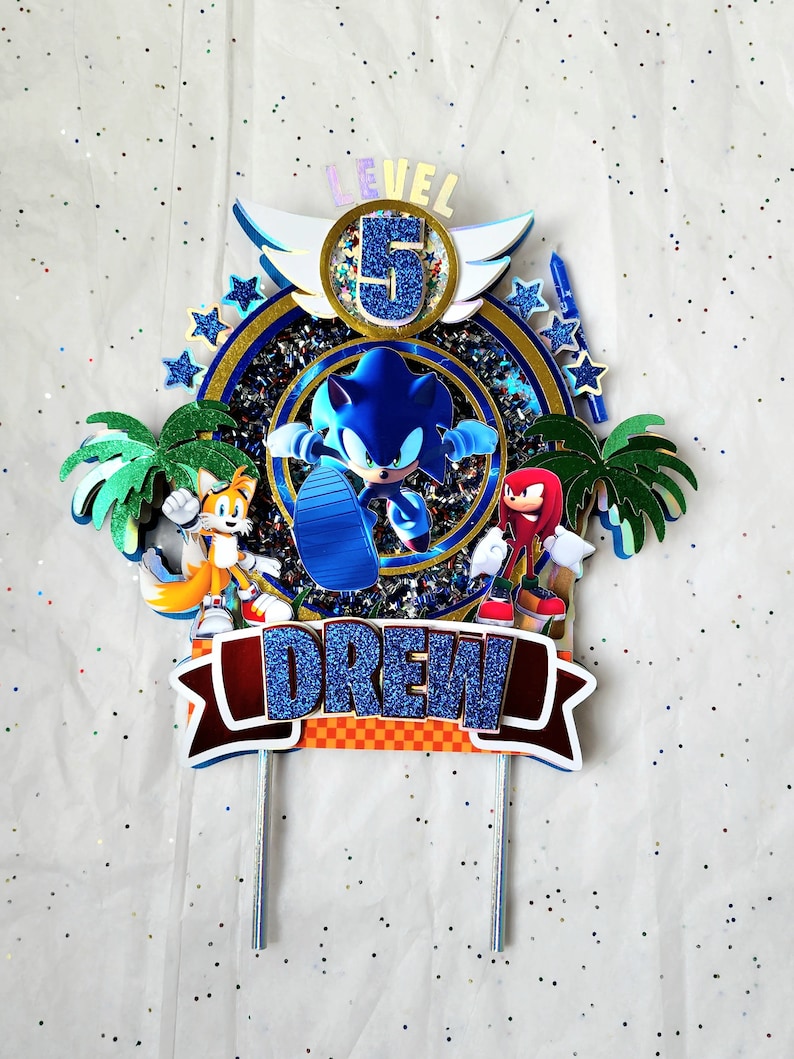 Sonic Cake Topper, Sonic the Hedgehog Cake Topper, Sonic 3D Cake Topper ...