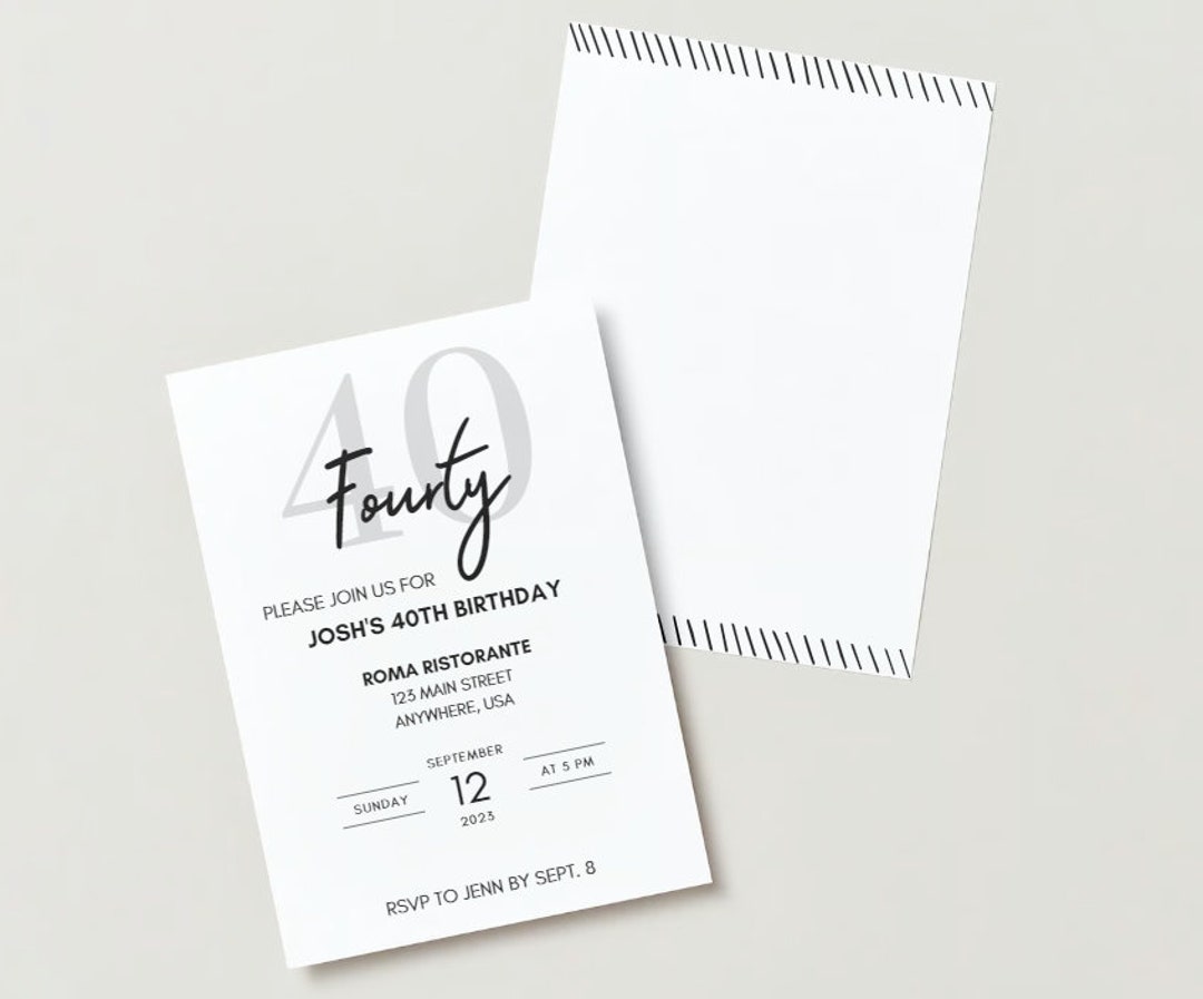 40th Birthday Invitation Template - Etsy