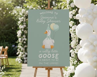 Silly Goose on the Loose Baby Shower Welcome Signage Template, Editable ...